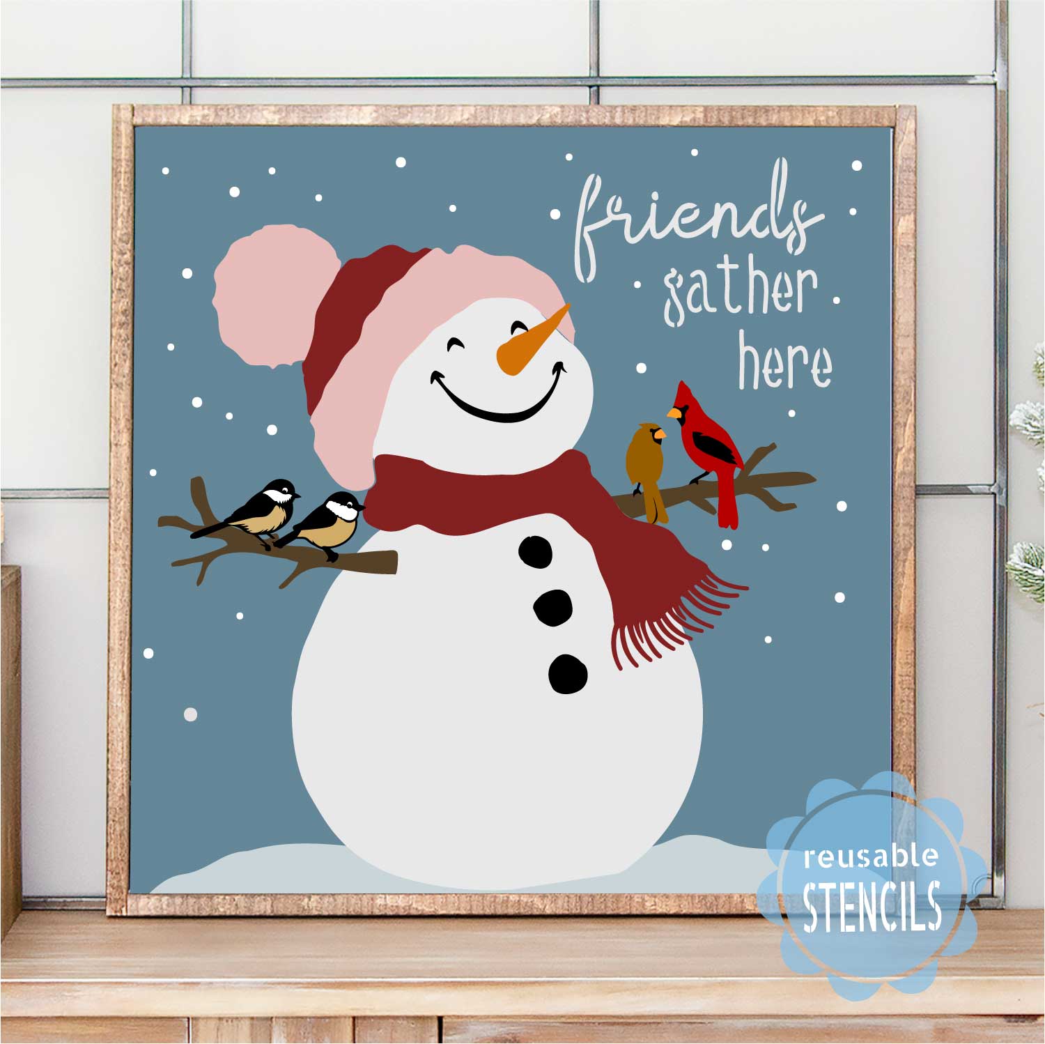 Christmas Winter Stencils Snowy Winter Wishes Snowman Template For
