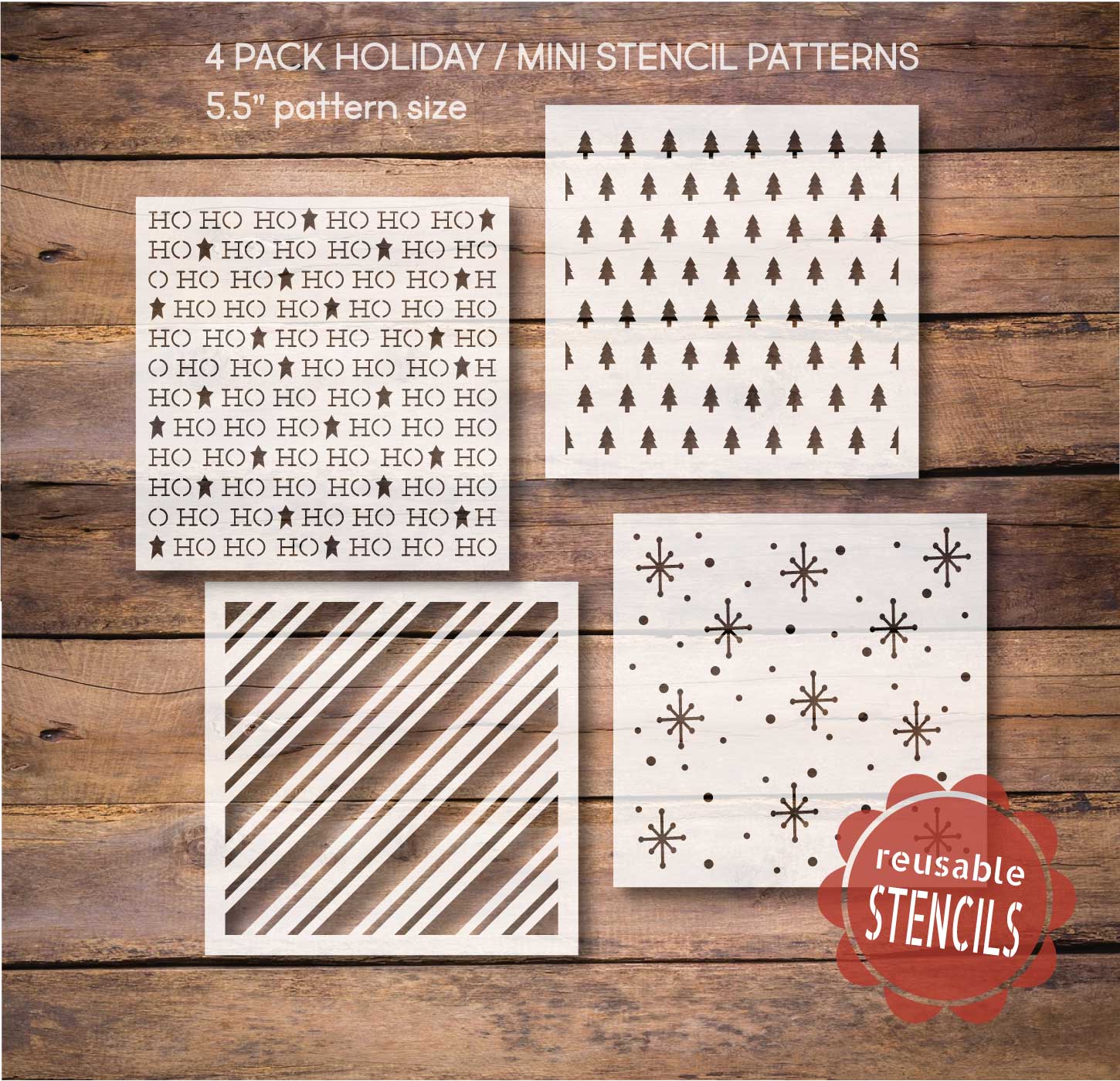 Holiday Mini Stencil Patterns A – 4 Pack | WallCutz – WallCutz Crafts