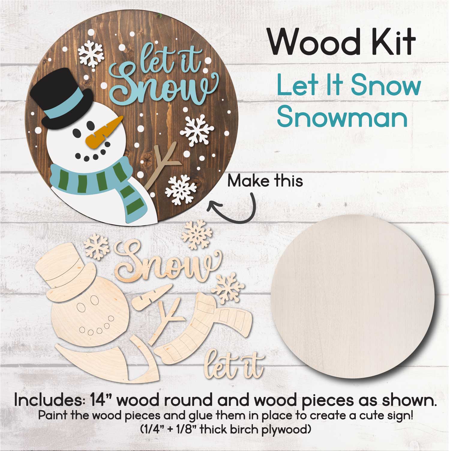 WOOD KIT / Let It Snow Snowman – WallCutz Crafts