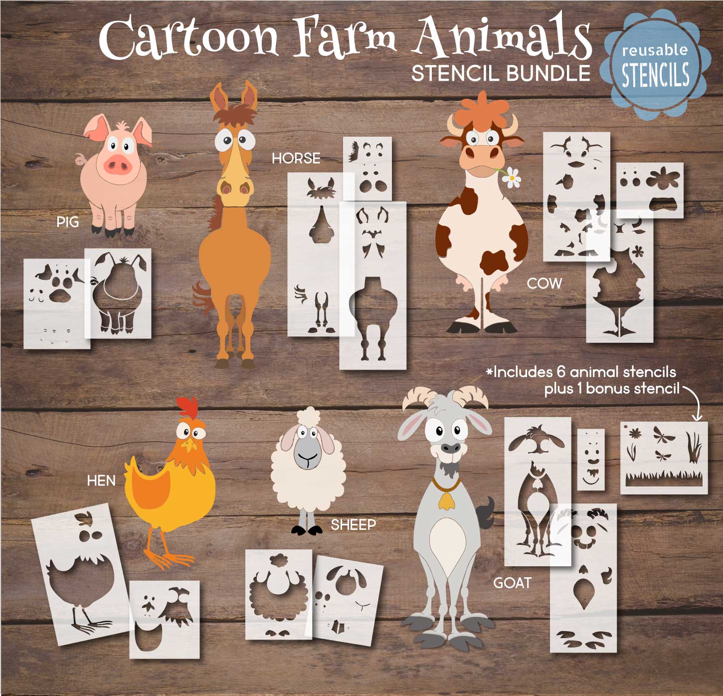 Farm Animal Bundle / Stencil Pack – WallCutz Crafts