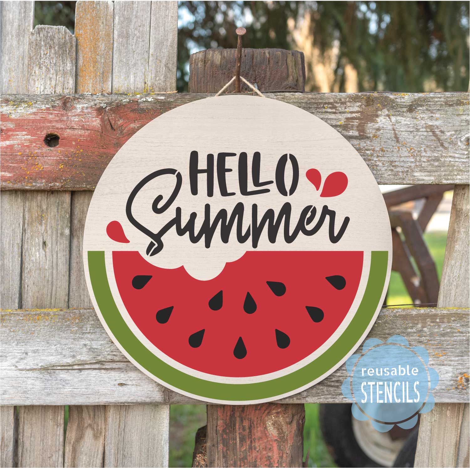 Hello Summer Watermelon Round Stencil | WallCutz – WallCutz Crafts