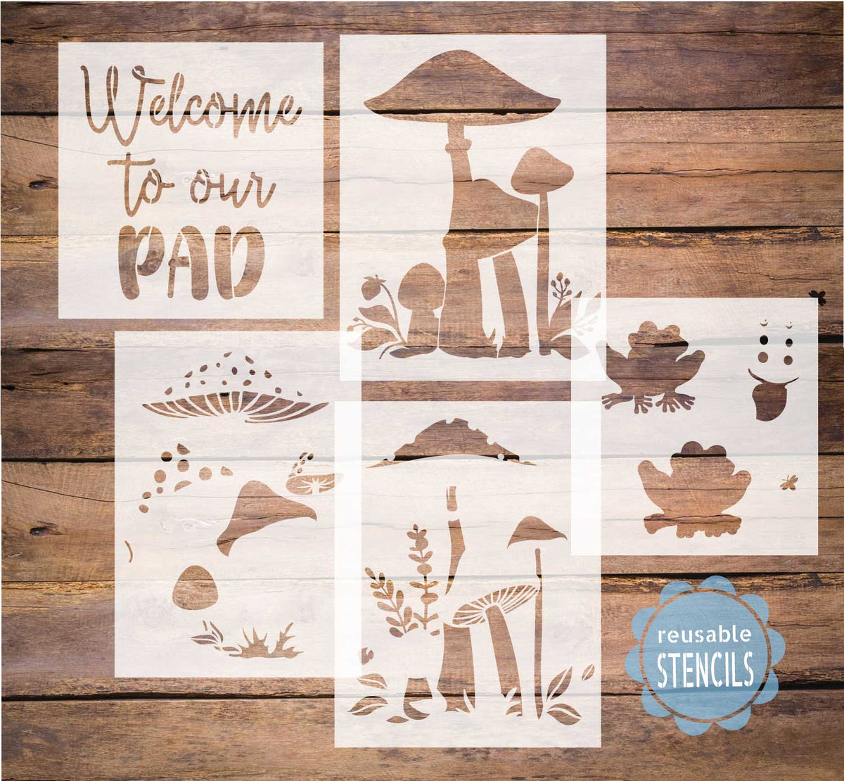 Welcome to our Pad / Frog and Mushroom Stencil| WallCutz Crafts