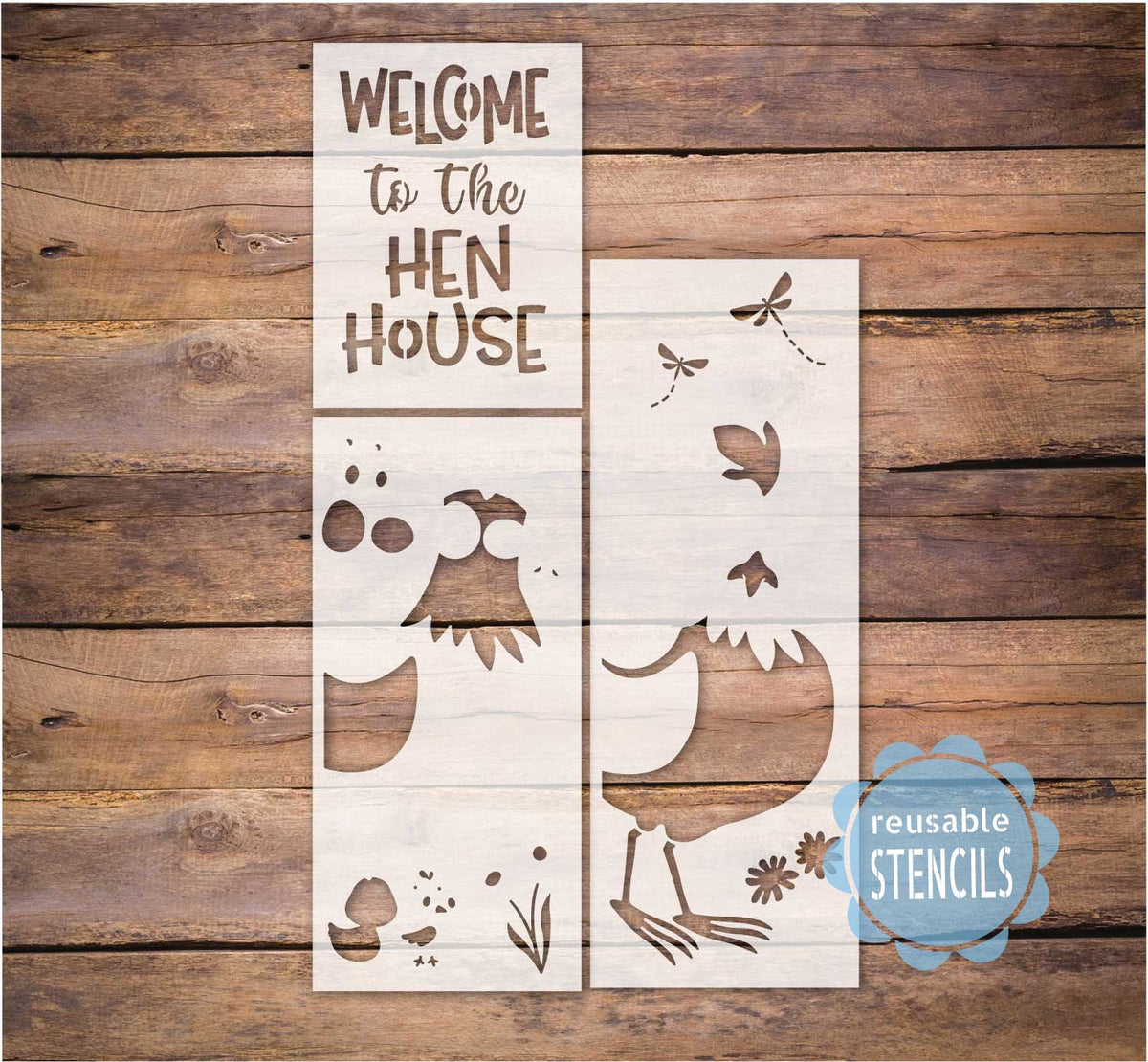 Welcome to the Hen House / Cartoon Chicken Stencil| WallCutz Crafts