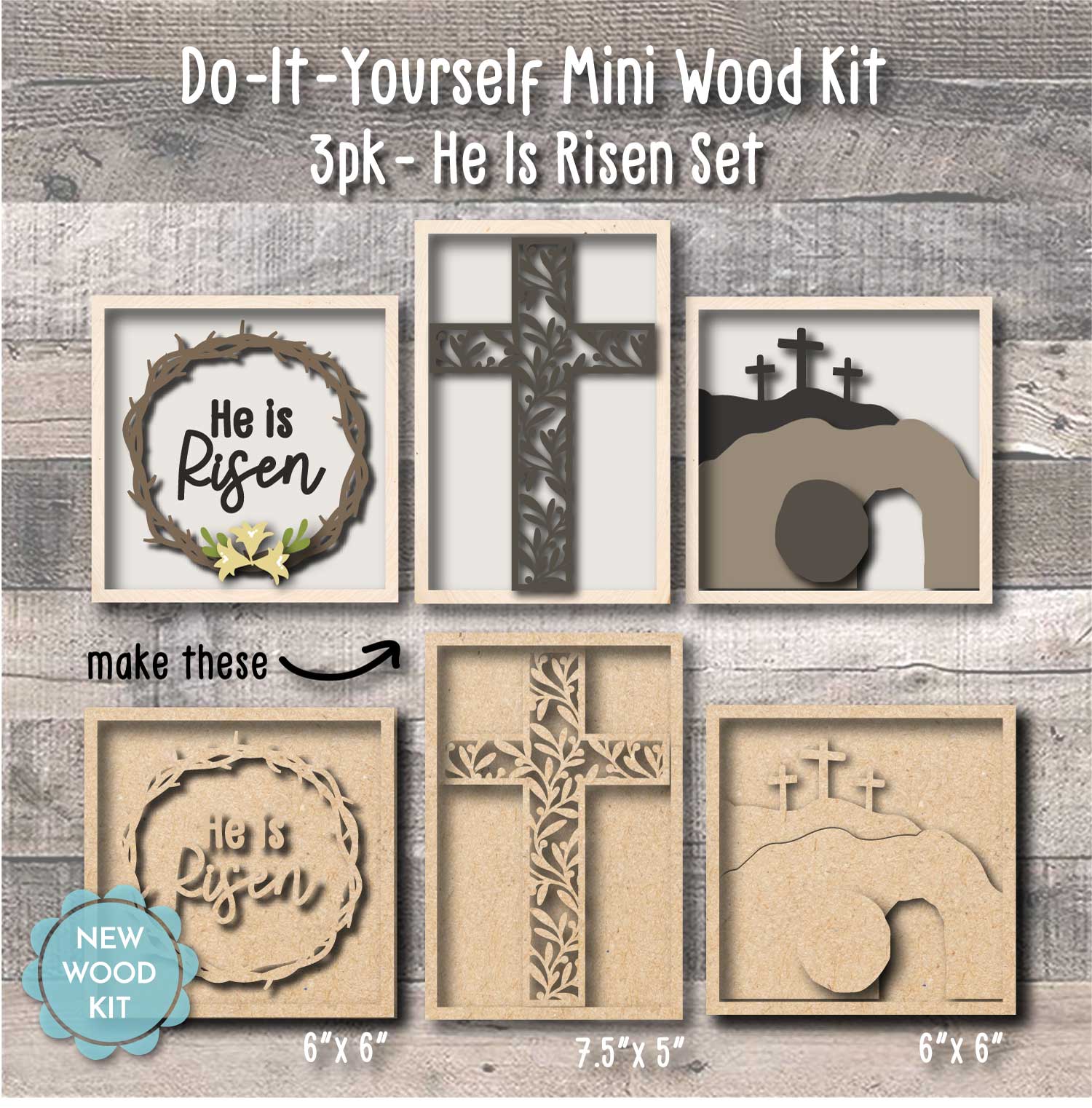 WOOD KIT MINI / He Is Risen / Easter Mini Kit – WallCutz Crafts