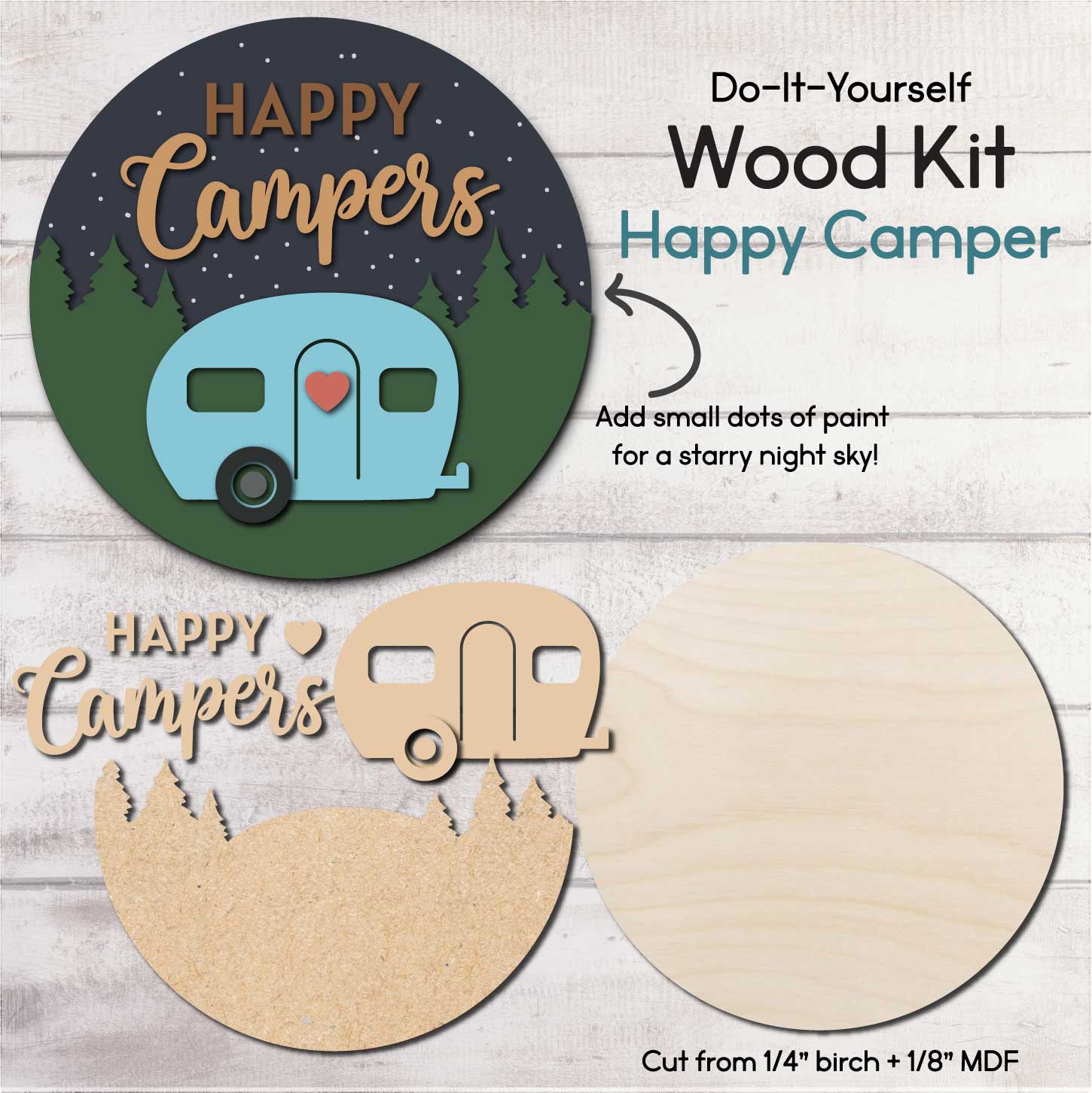 WOOD KIT / Happy Campers – WallCutz Crafts