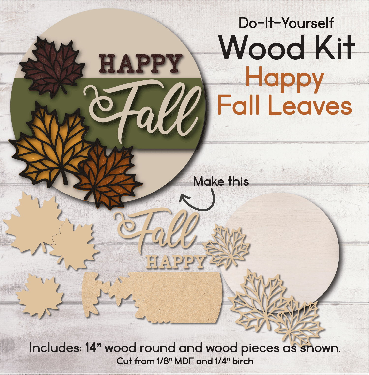 WOOD KIT / Happy Fall Leaves – WallCutz Crafts