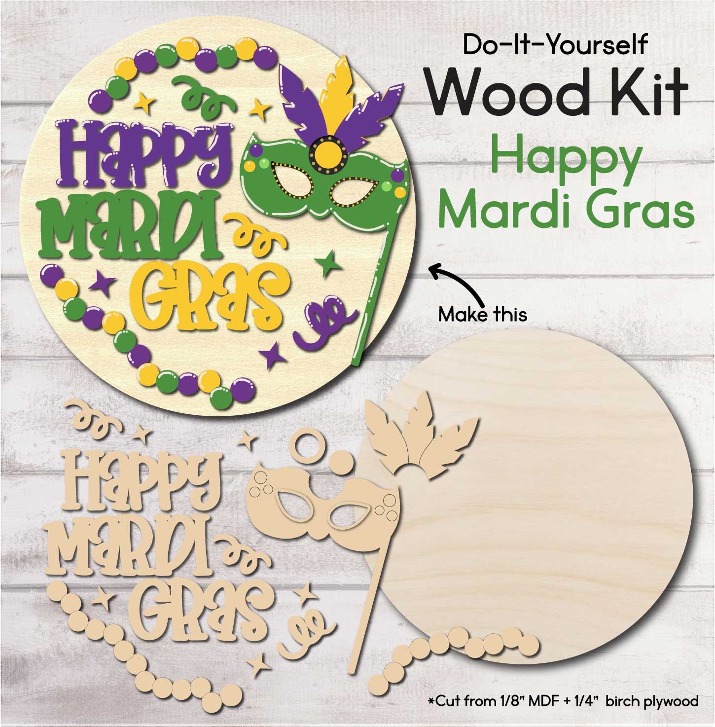 WOOD KIT / Happy Mardi Gras – WallCutz Crafts