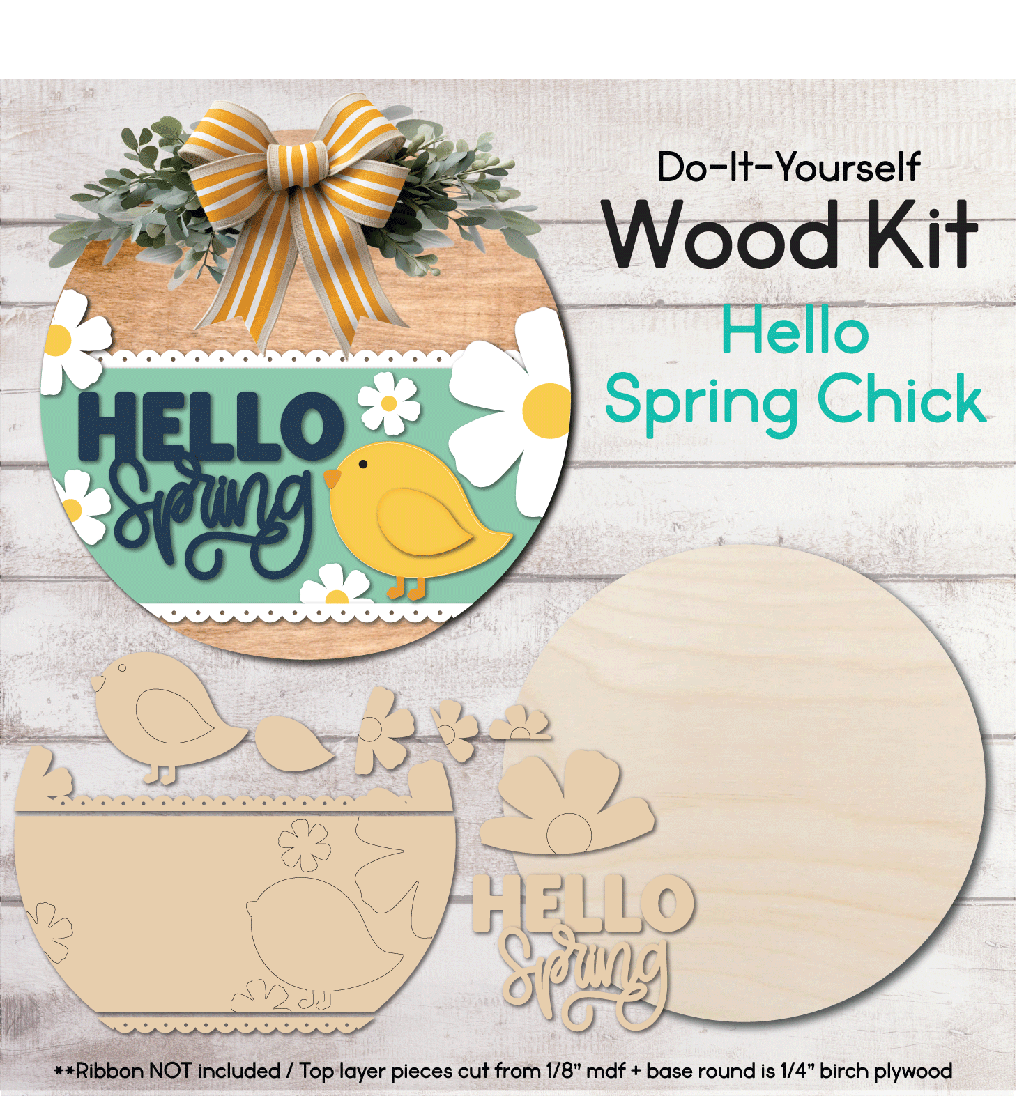 WOOD KIT / Hello Spring Chick with Daisies – WallCutz Crafts
