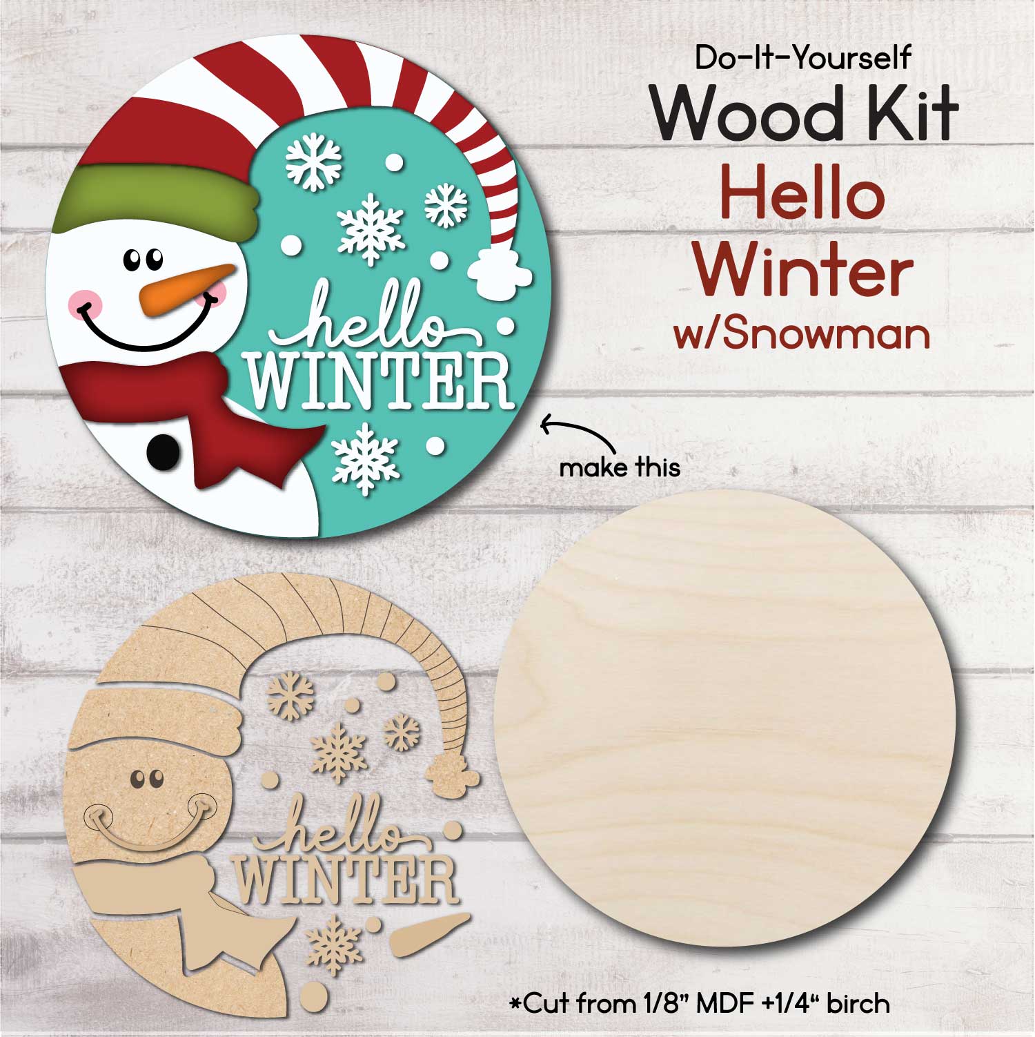WOOD KIT / Hello Winter Snowman – WallCutz Crafts