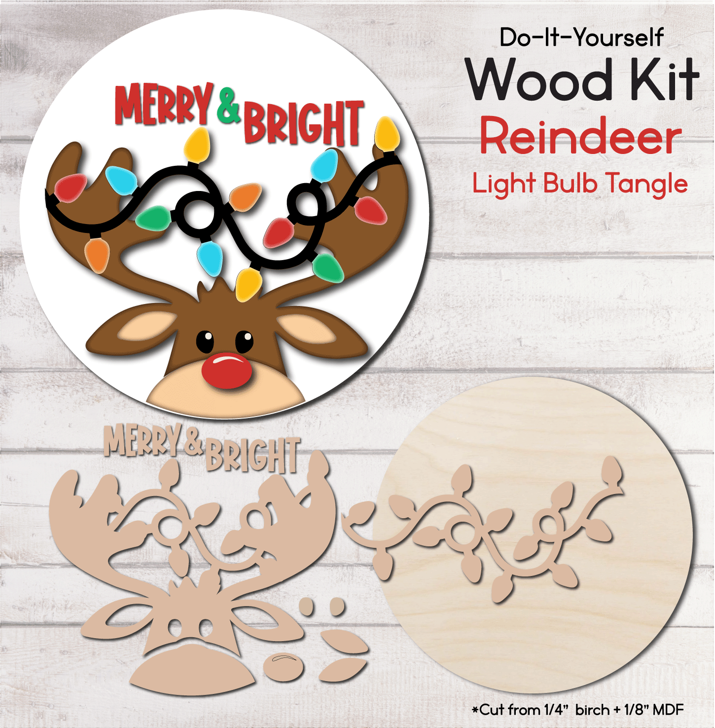 WOOD KIT / Merry & Bright Reindeer Light Bulb Tangle – WallCutz Crafts