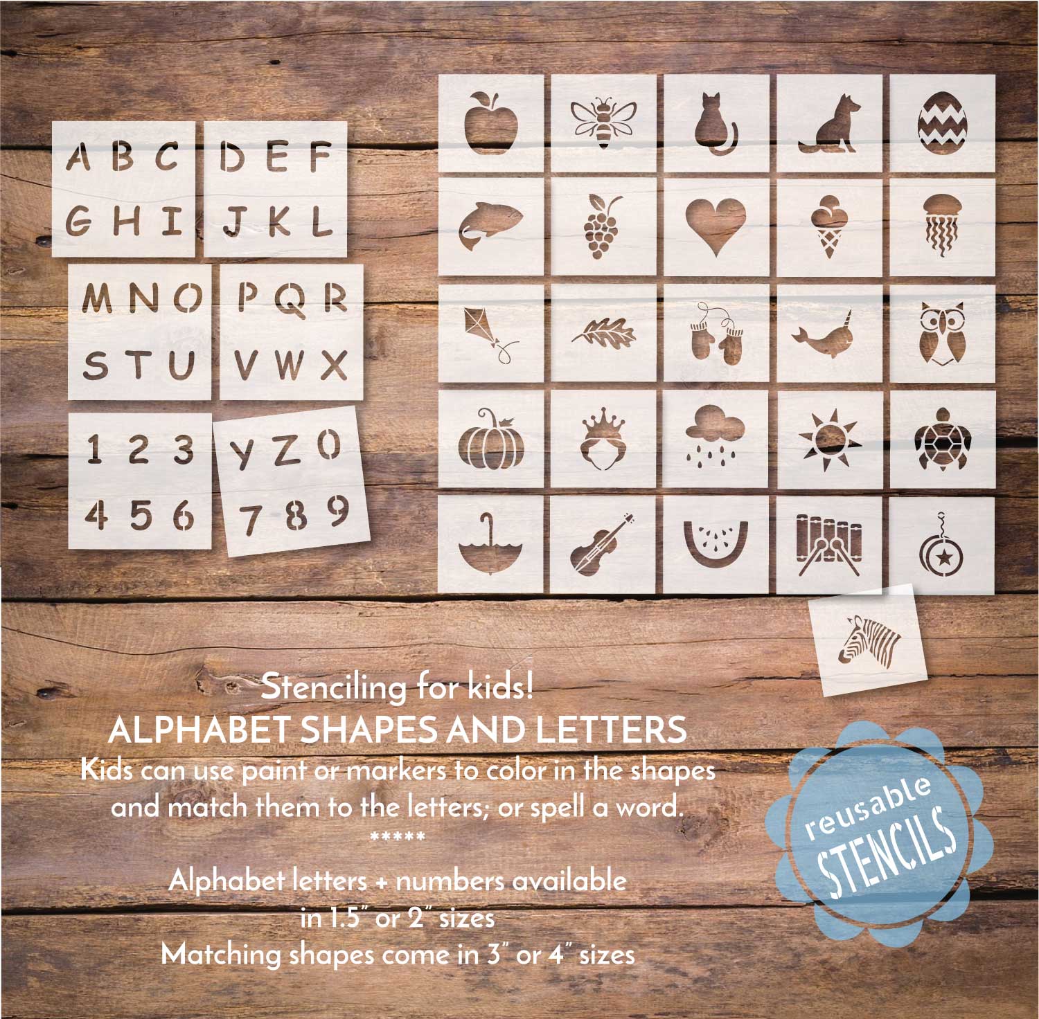 Kids Alphabet Shapes and Letters / Stencil Pack – WallCutz Crafts