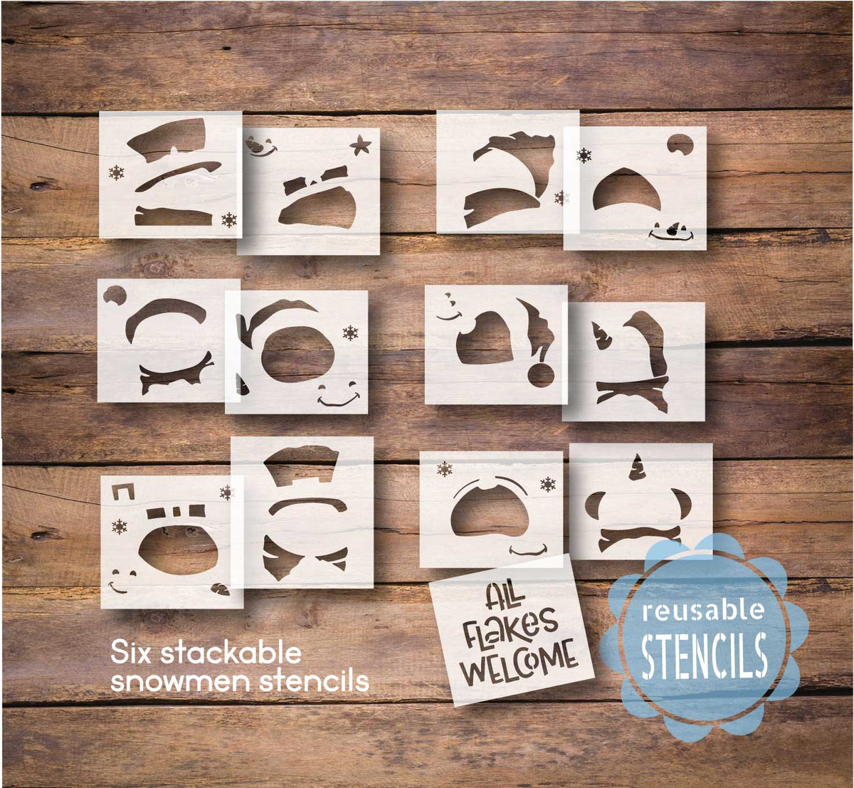 All Flakes Welcome / Stackable Snowmen Stencils| WallCutz Crafts