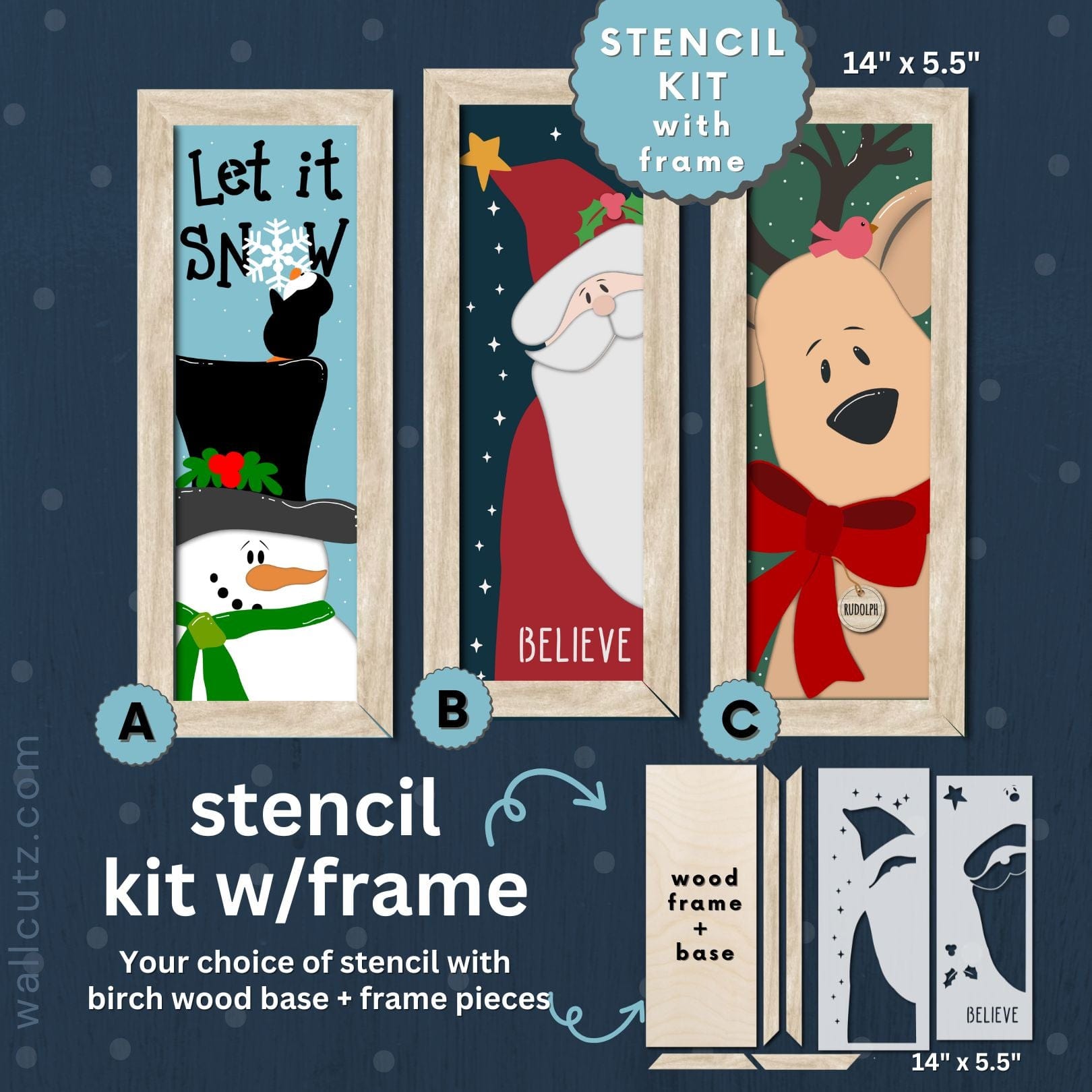 Christmas Stencil Kit with Frame / Snowman, Reindeer or Santa ...