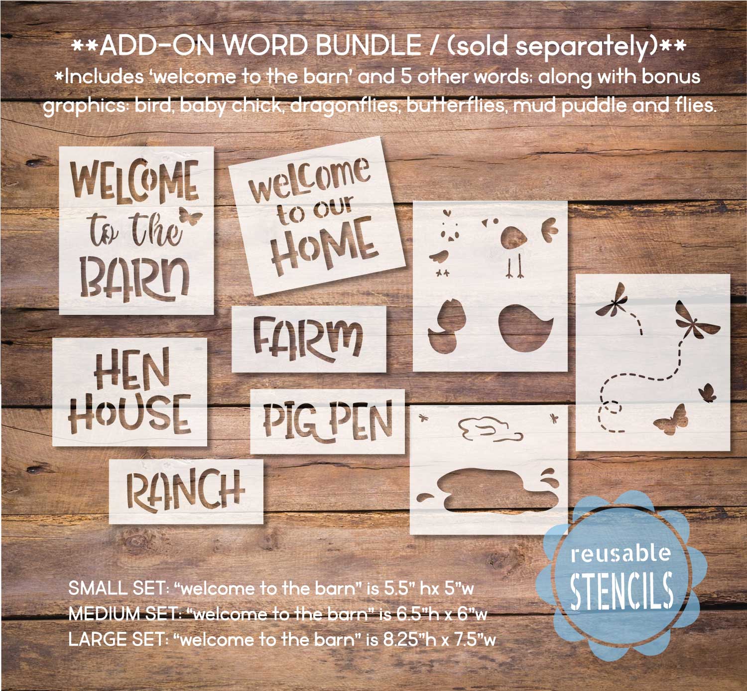 Farm Animal Bundle / Stencil Pack| WallCutz Crafts