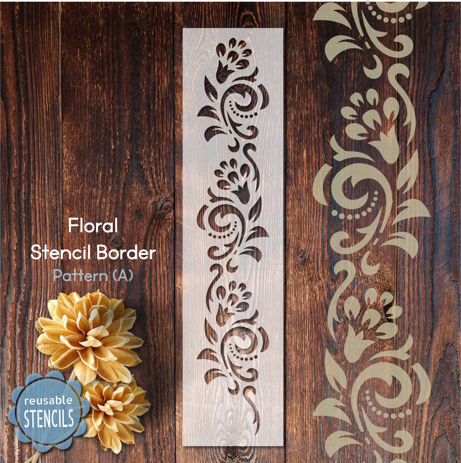 Floral Inlay Stencil (A) / Border Pattern Stencil – WallCutz Crafts