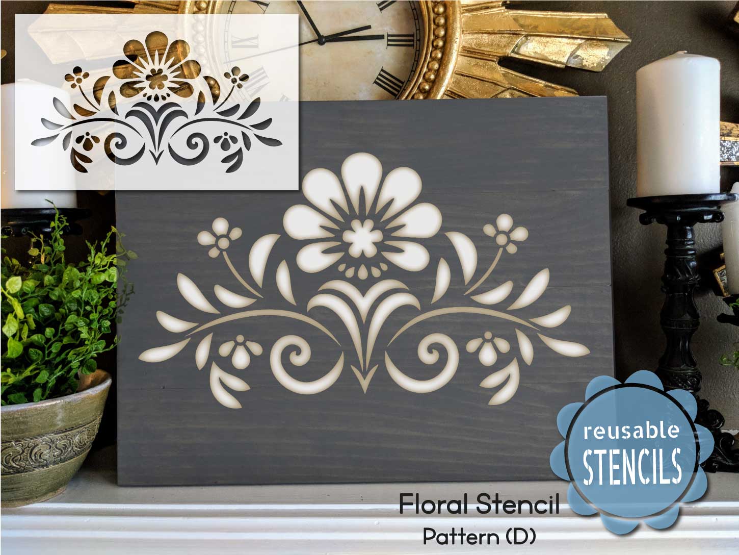 Floral Inlay Stencil (D / Pattern Stencil – WallCutz Crafts