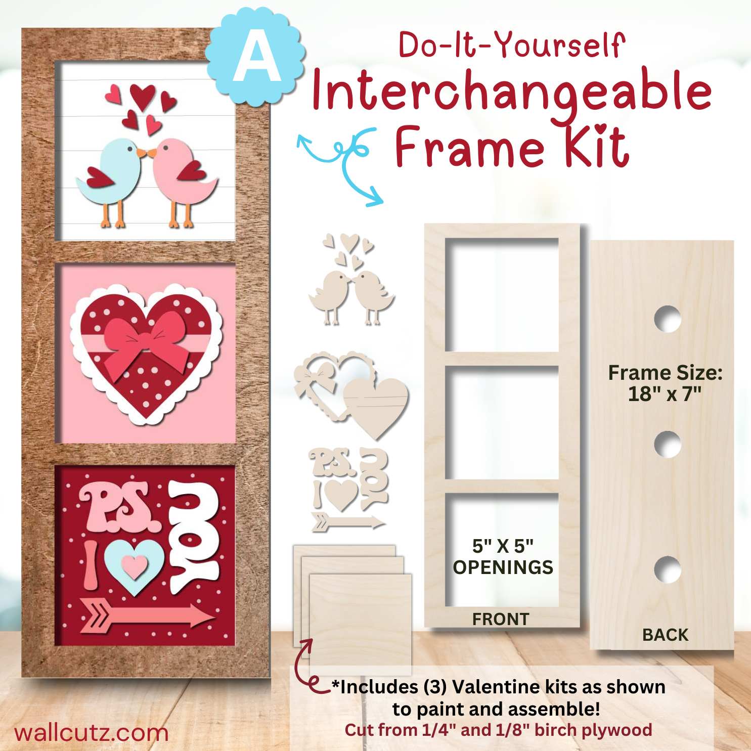 Interchangeable Frame Kit / 5"x5" Valentines (A) – WallCutz Crafts