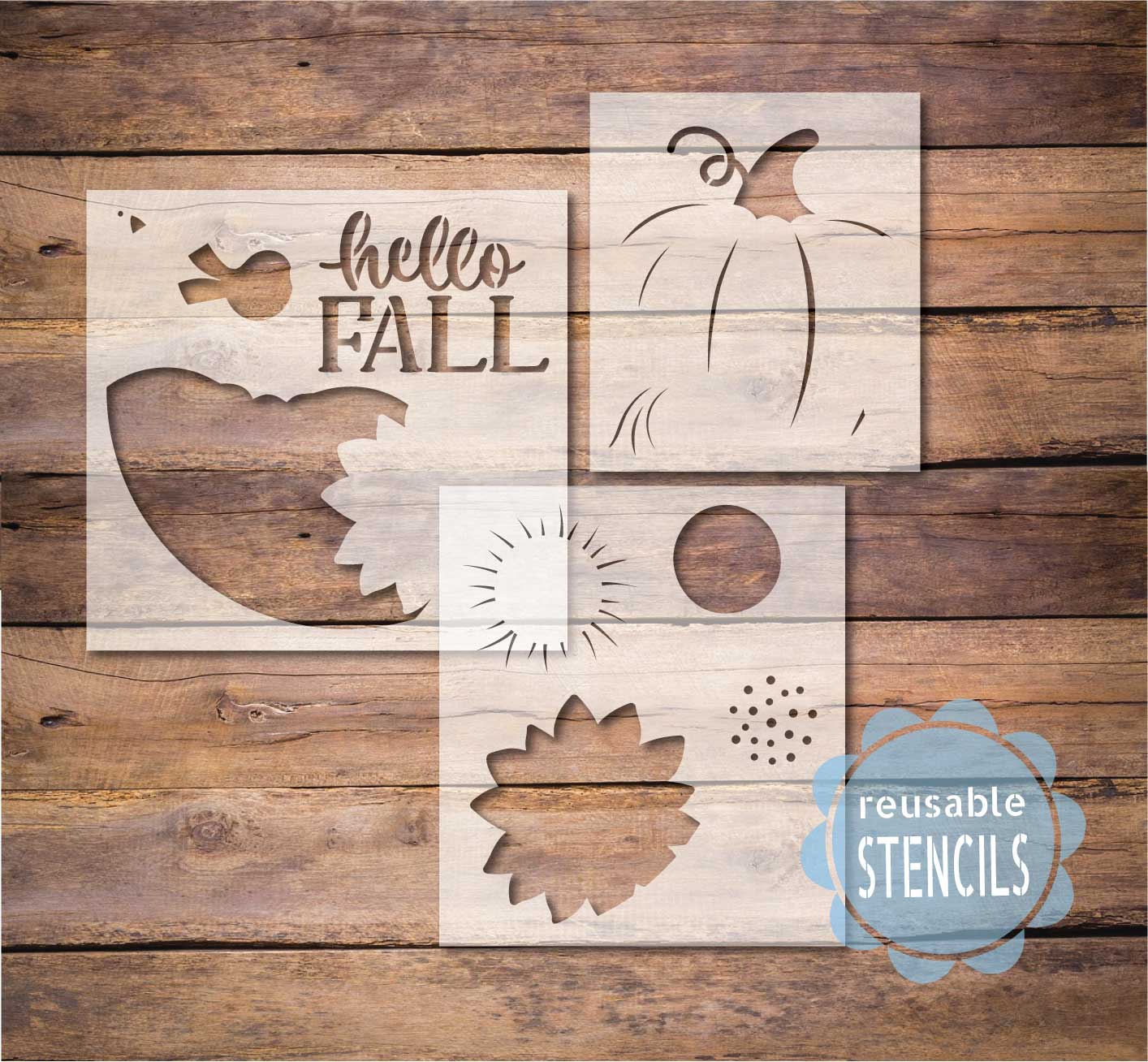 Sunflower Pumpkin Hello Fall Stencil| WallCutz Crafts