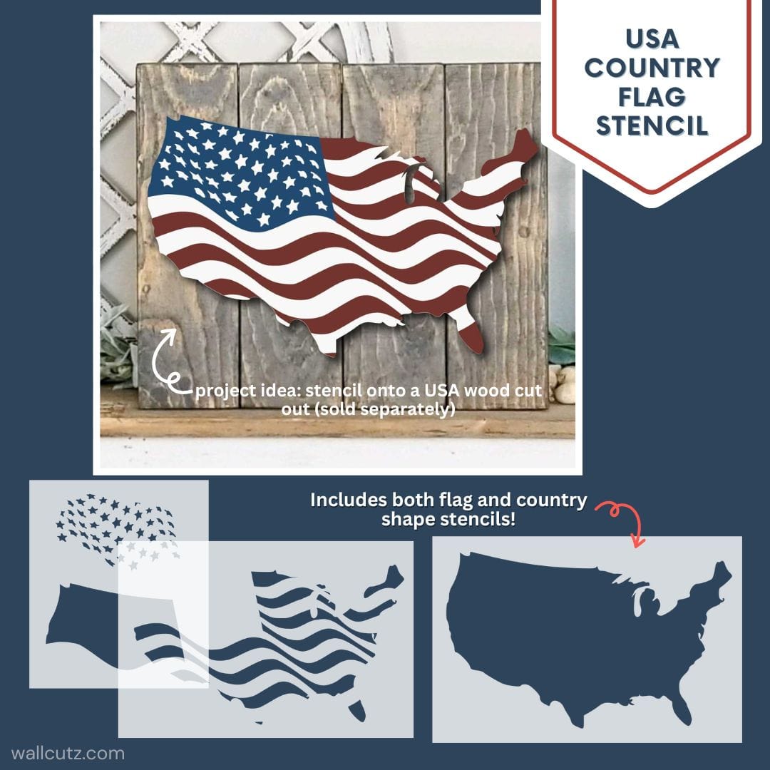 USA Waving Flag Stencil| WallCutz Crafts