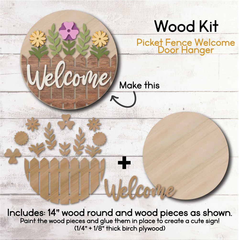 WOOD KIT / Picket Fence Welcome| WallCutz Crafts