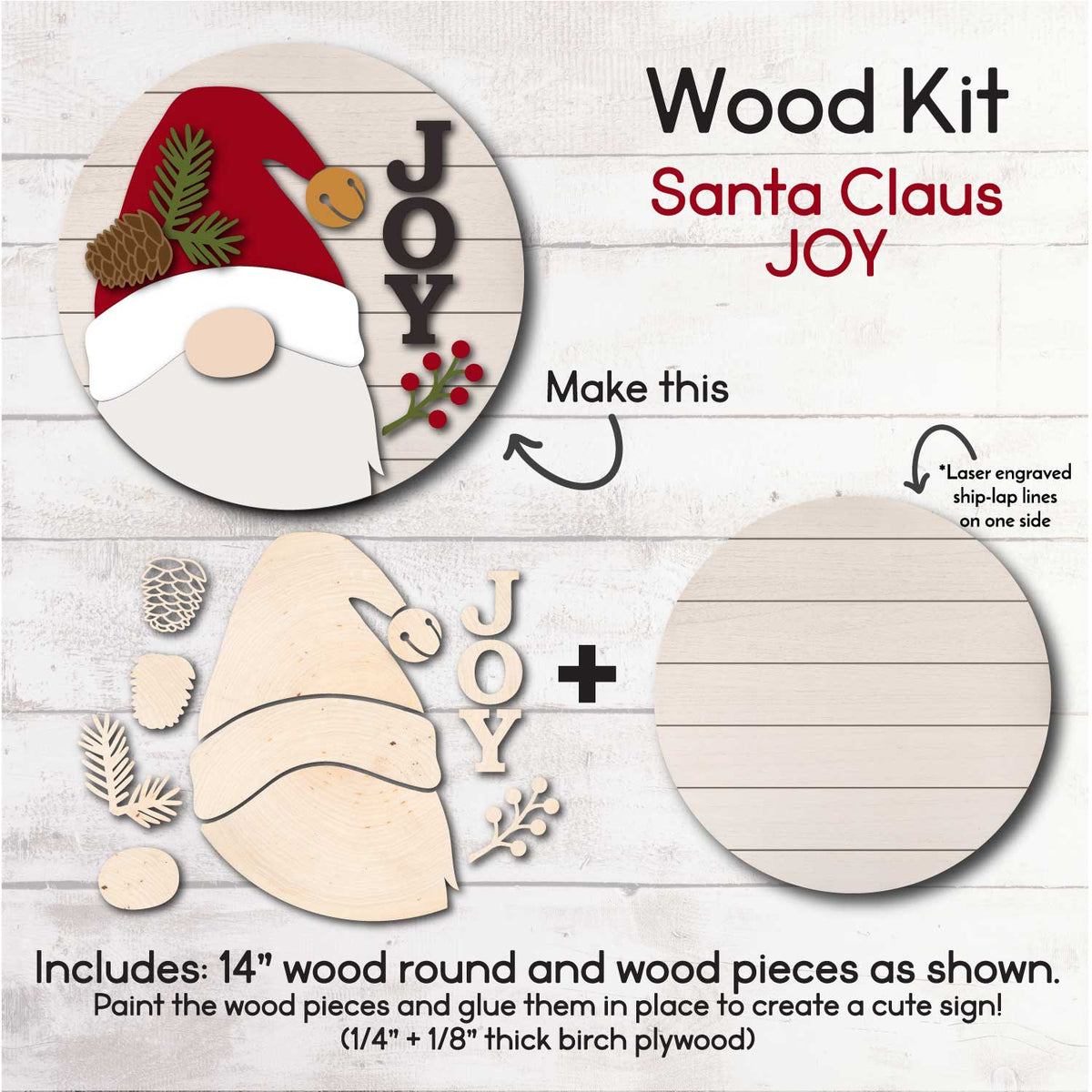 WOOD KIT / Santa JOY| WallCutz Crafts