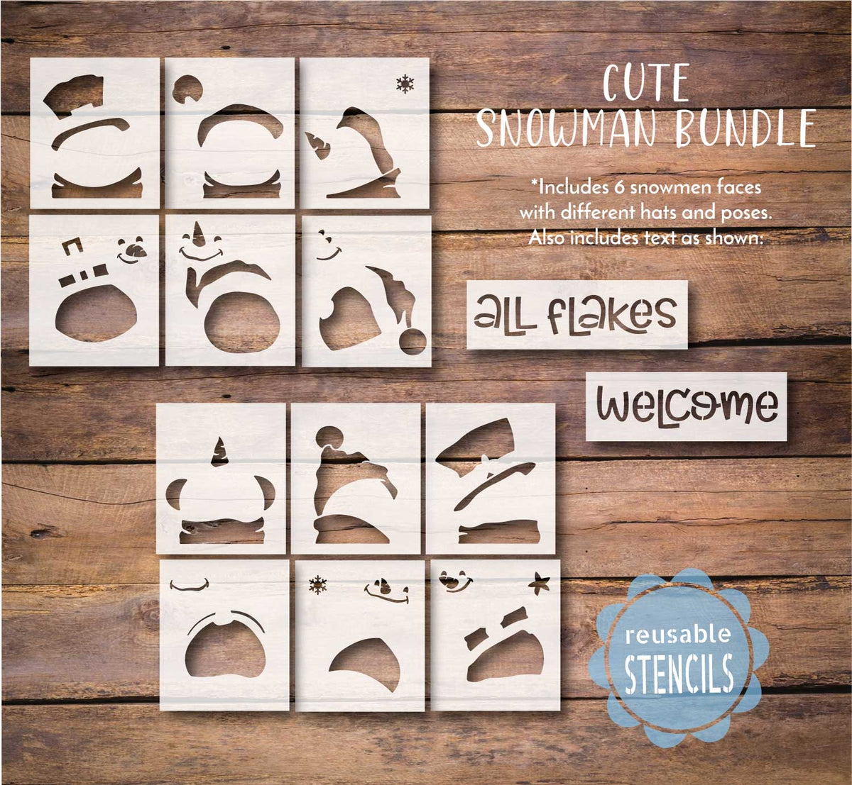 All Flakes Welcome / Snowman Stencil Bundle| WallCutz Crafts