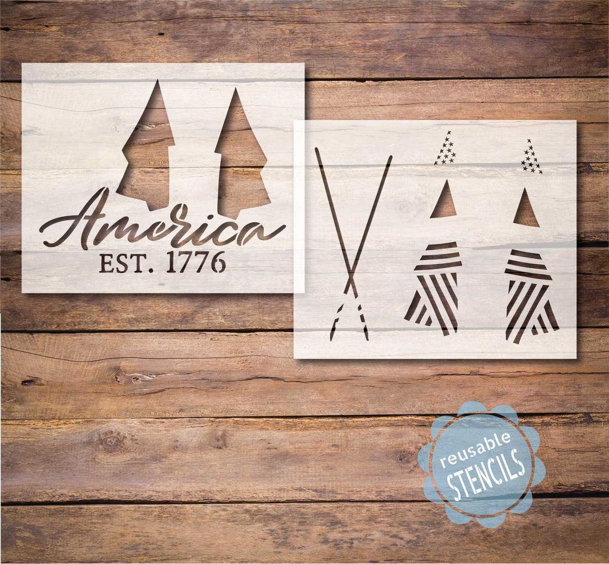 America Est. 1776 / Flag Stencil| WallCutz Crafts