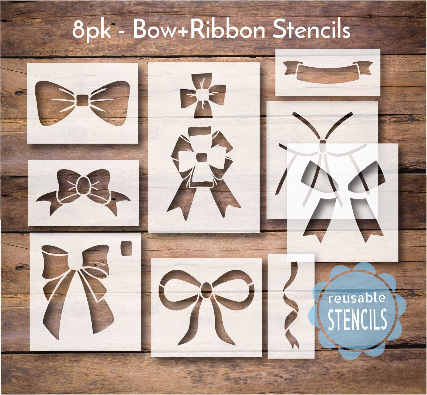 Bows and Ribbon Stencils / 8 pack| WallCutz Crafts