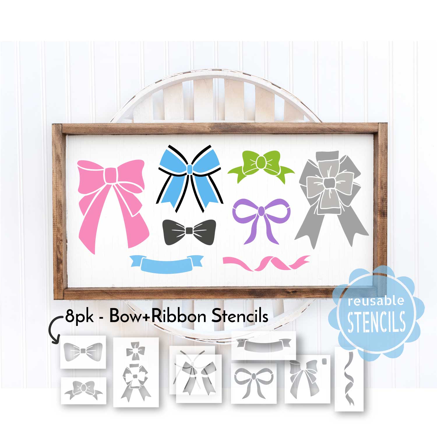 Bows and Ribbon Stencils / 8 pack| WallCutz Crafts