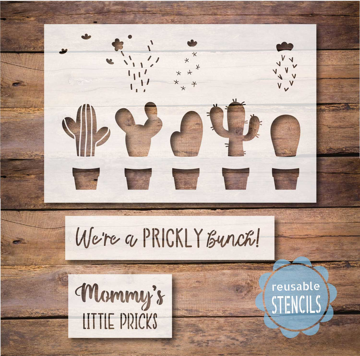 Cactus Stencil Pack / Prickly Bunch Stencil| WallCutz Crafts