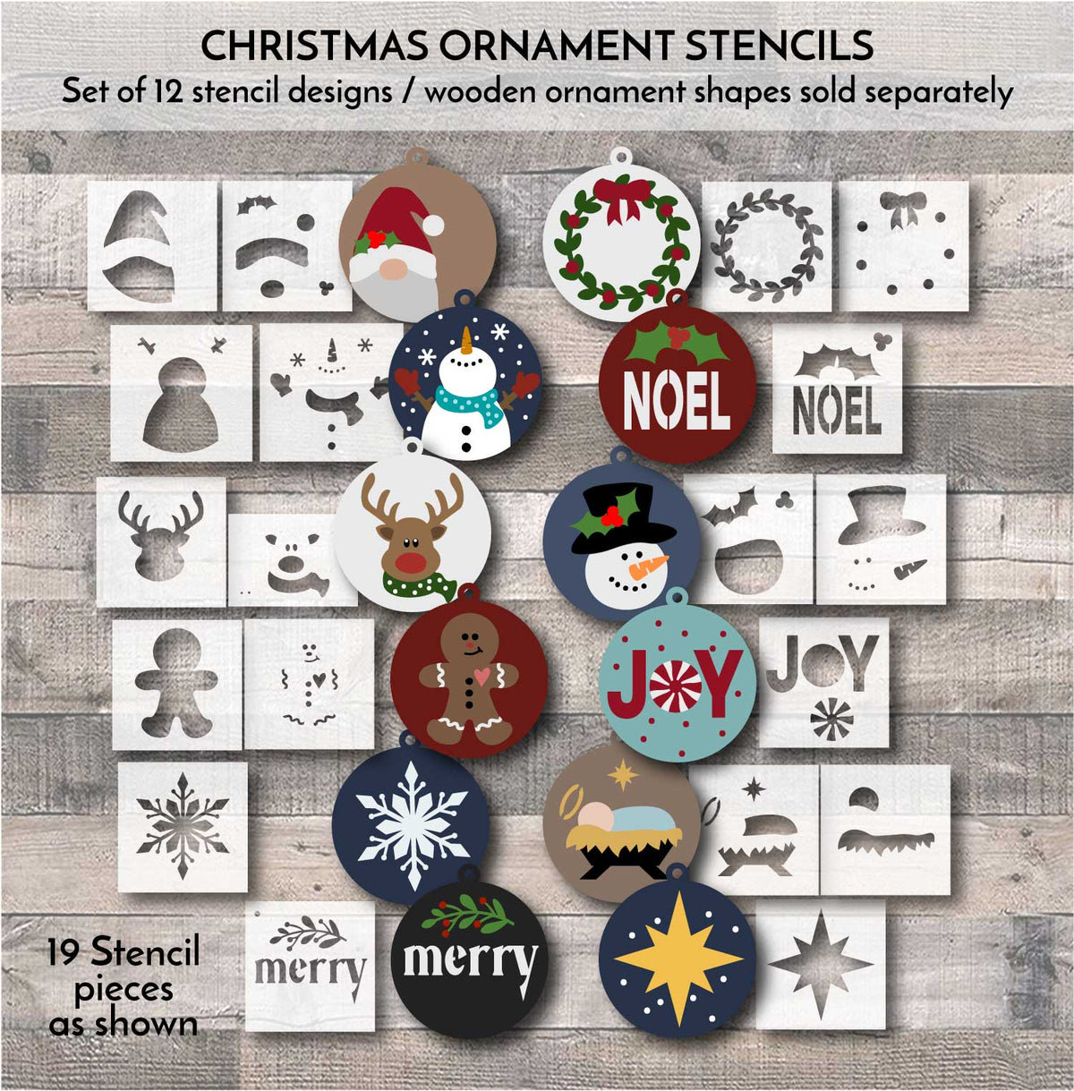 Christmas Ornament Stencils / 12 Designs| WallCutz Inc