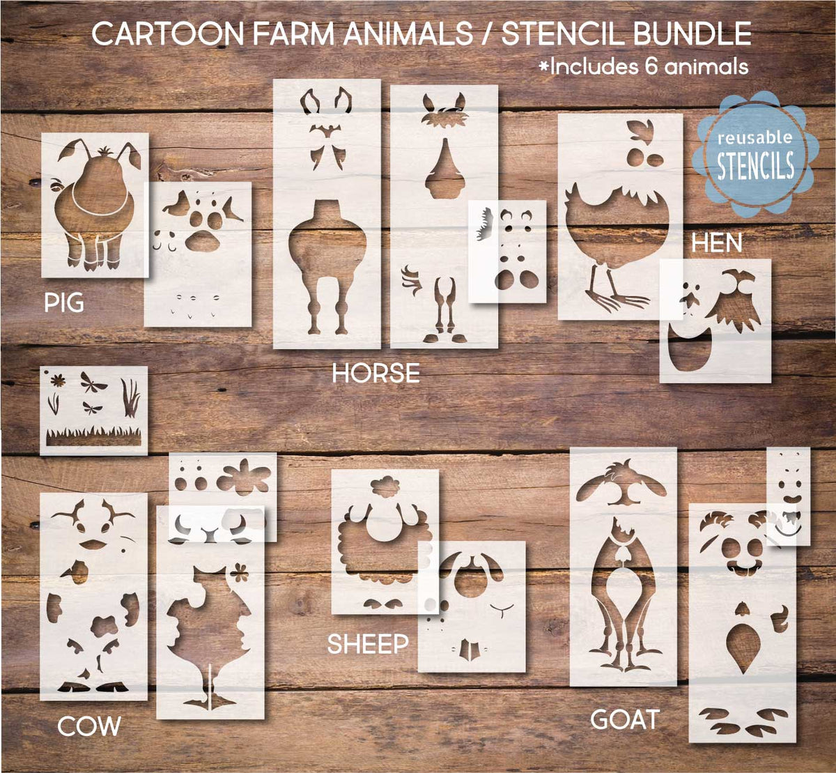 Farm Animal Bundle / Stencil Pack| WallCutz Crafts