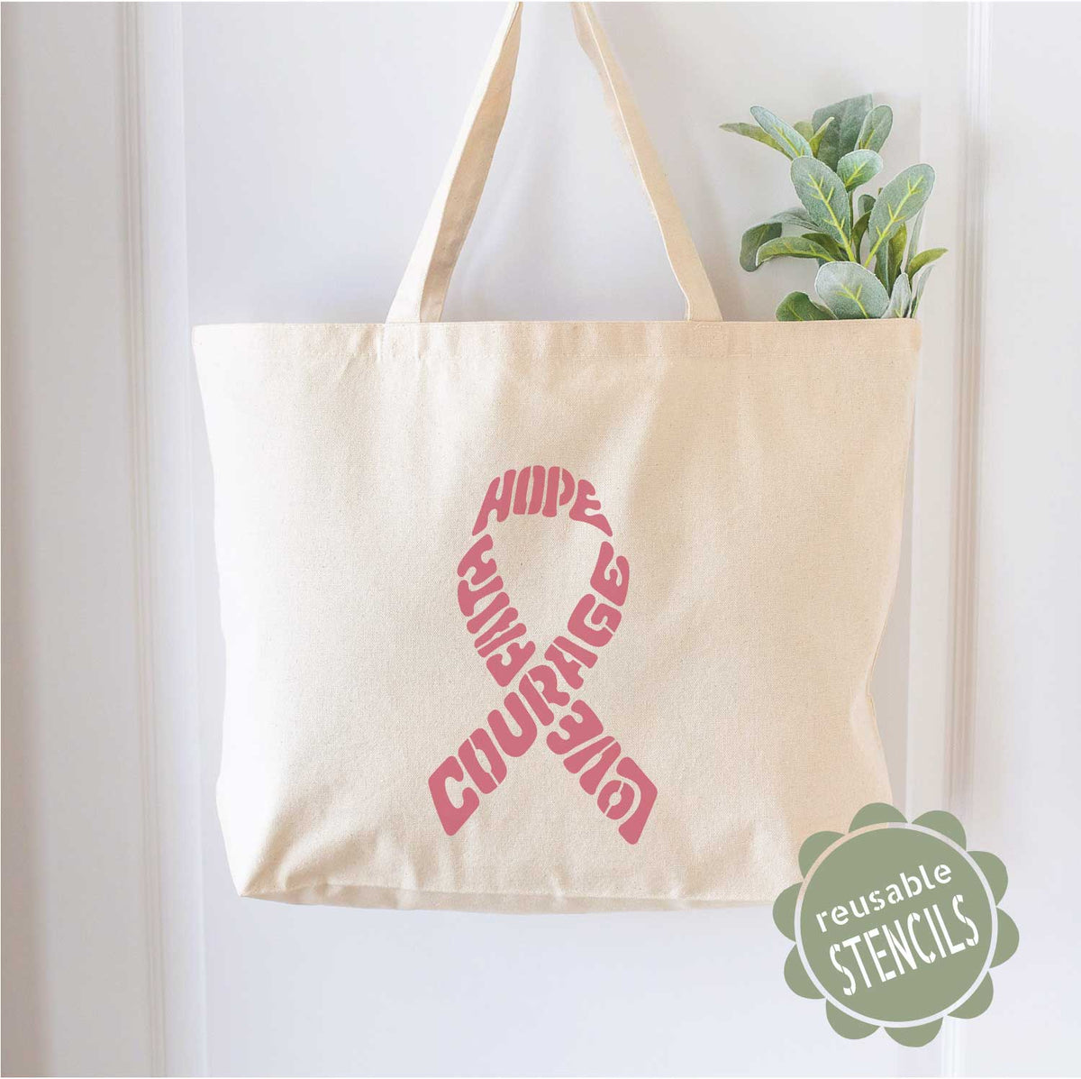 Cancer Ribbon Stencil / Hope Courage Faith| WallCutz Crafts