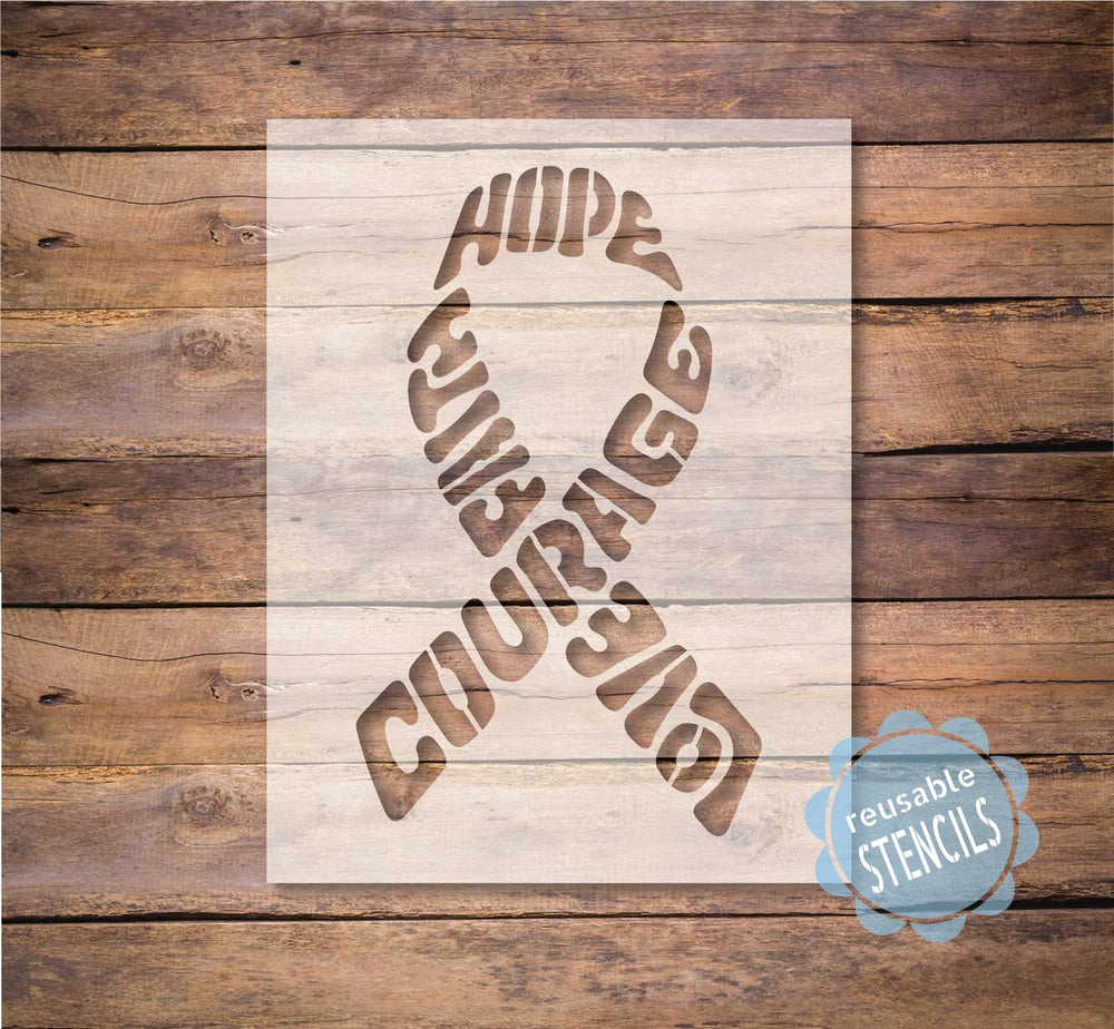 Cancer Ribbon Stencil / Hope Courage Faith| WallCutz Crafts
