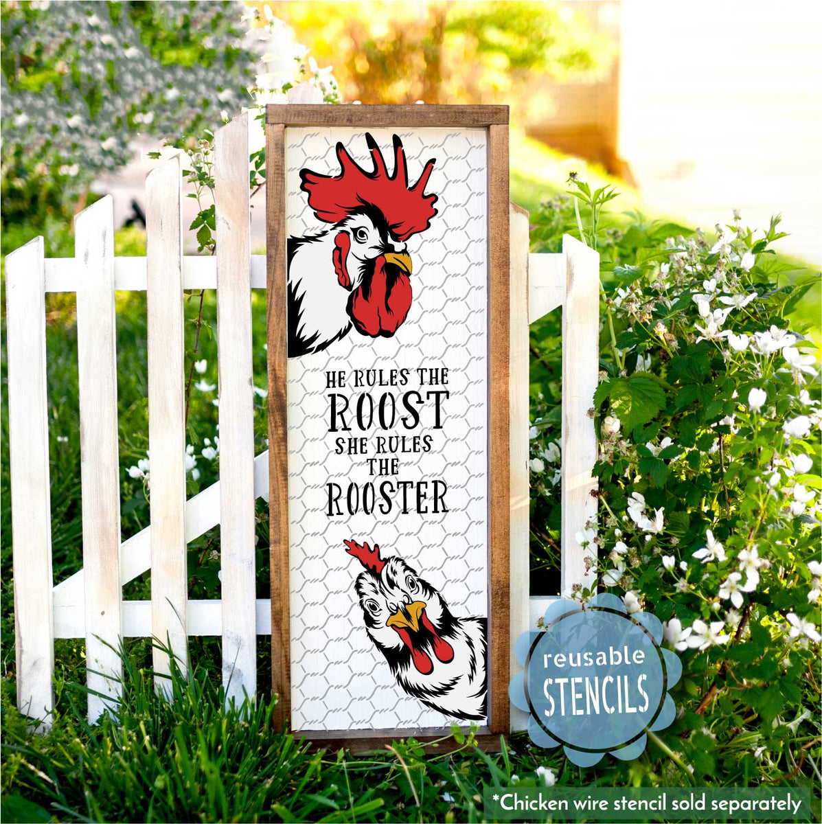 Rule the Roost / Rooster and Hen Stencil Bundle| WallCutz Crafts
