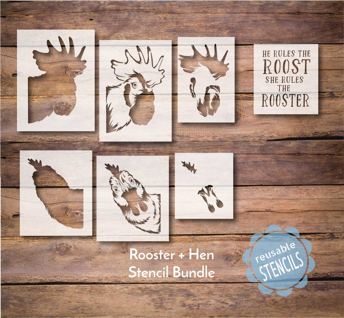 Rule the Roost / Rooster and Hen Stencil Bundle| WallCutz Crafts