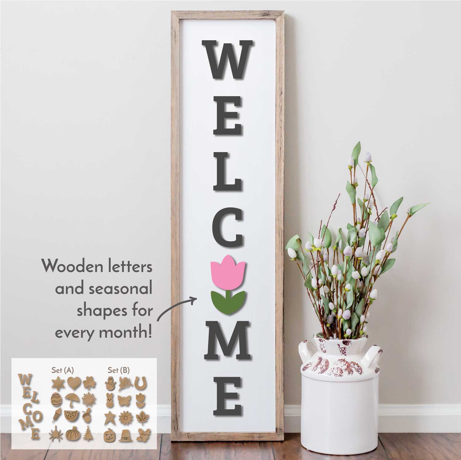 Seasonal Shapes w/ Wood Welcome Letters – WallCutz Crafts