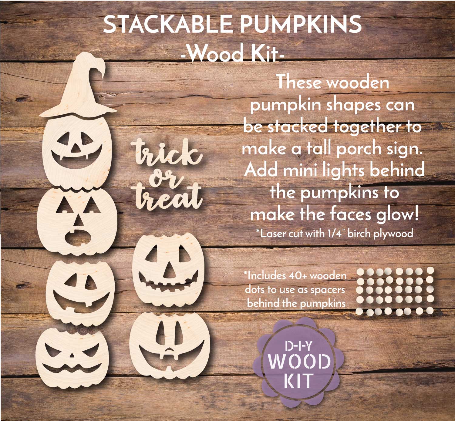 Stackable Wooden Pumpkin Faces / WOOD KIT – WallCutz Crafts