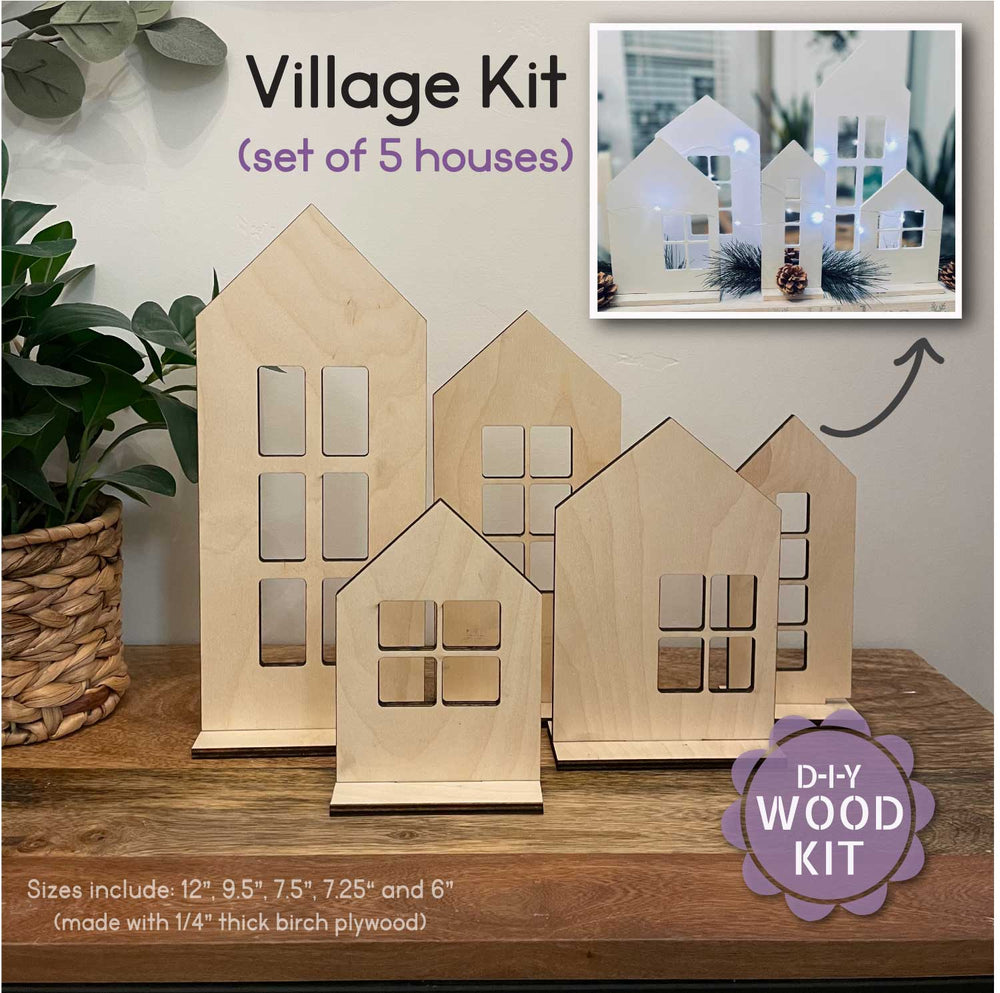 Village Set / Wood House Cut-Outs| WallCutz Crafts