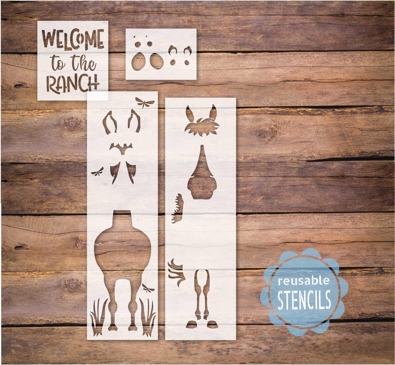 Welcome to the Ranch / Cartoon Horse Stencil| WallCutz Crafts