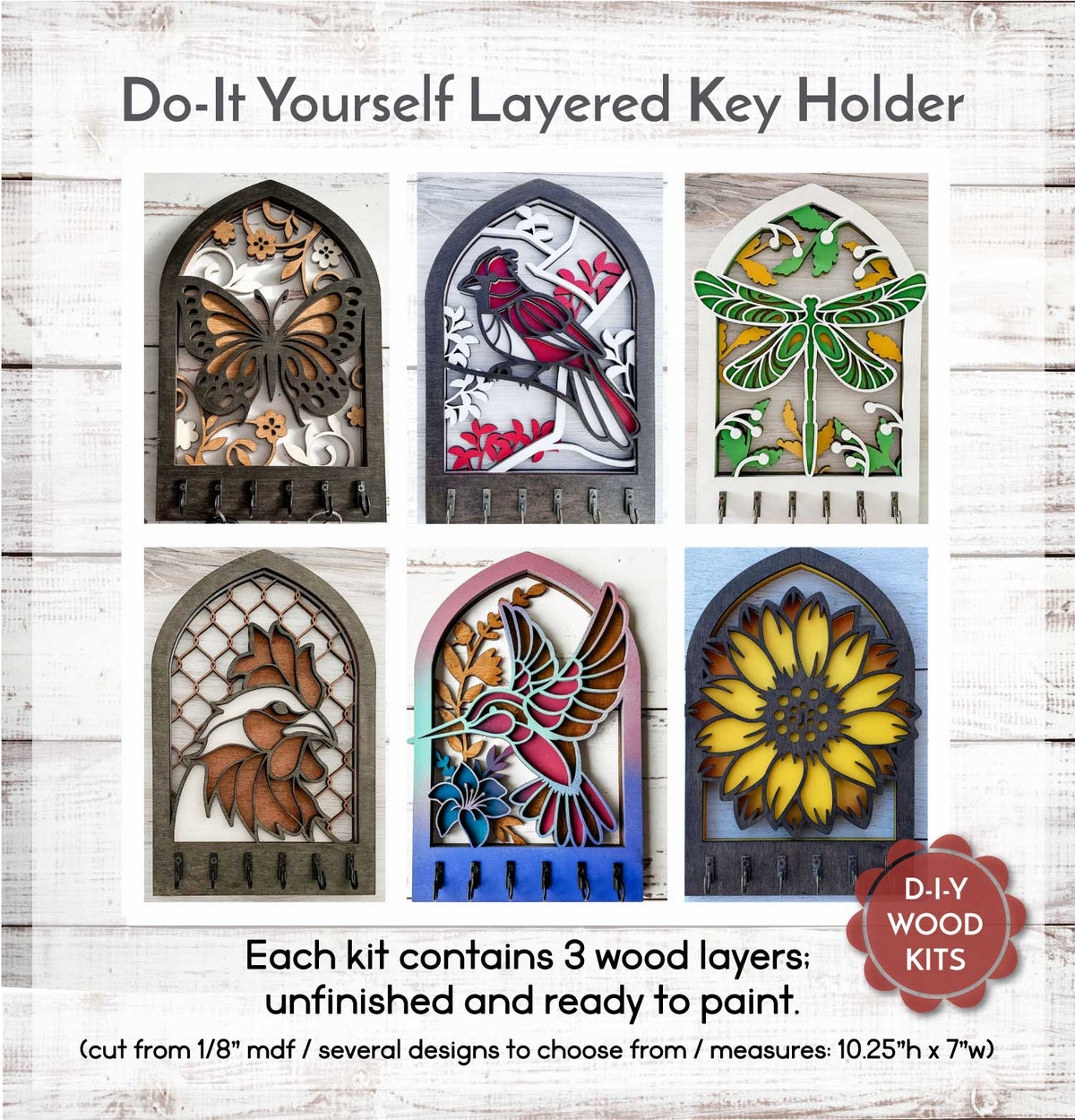Arch Key Hanger or Decor / Layered Wood Kit| WallCutz Crafts