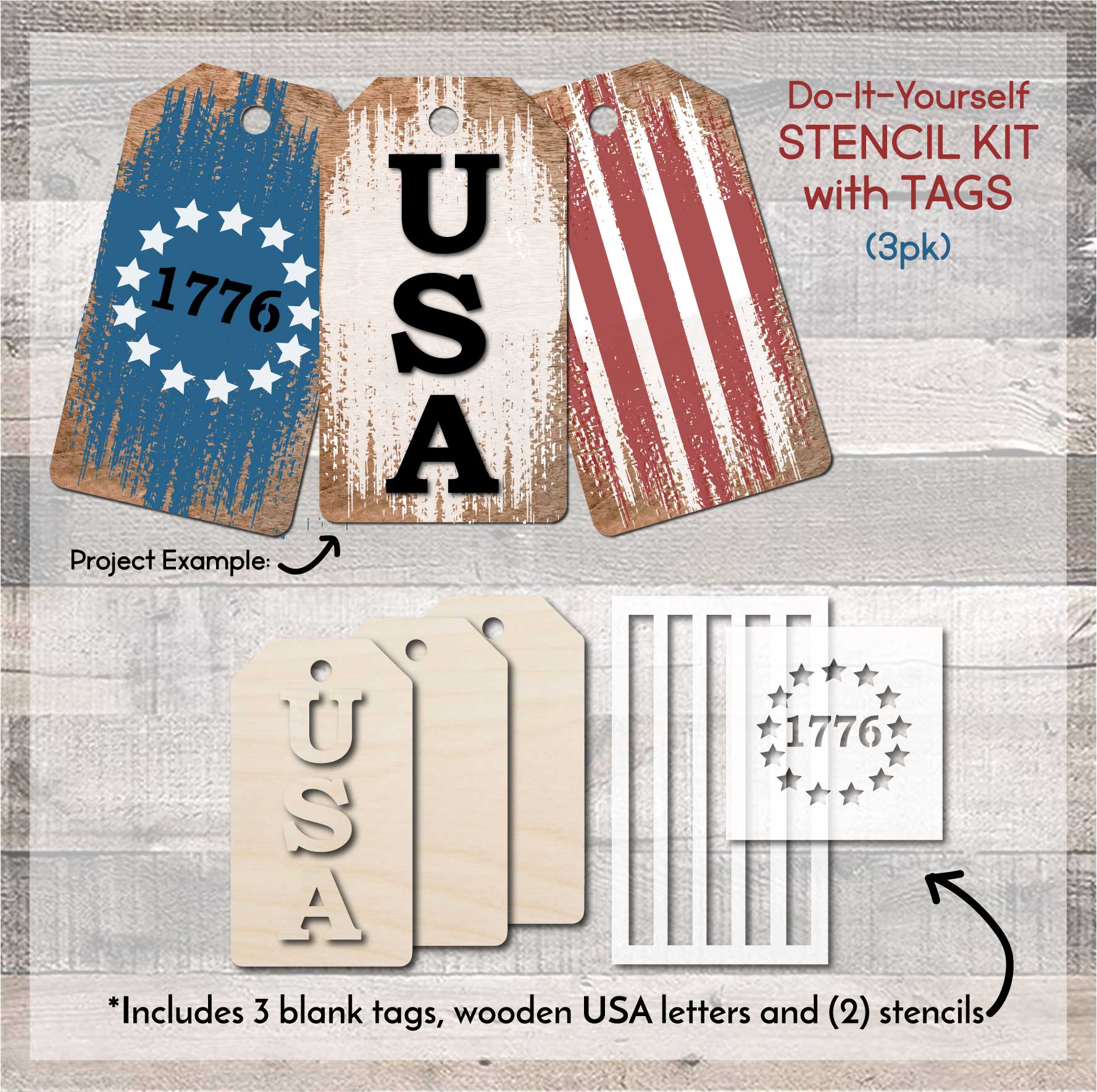 STENCIL KIT / Wood Tags with USA letters and stencils – WallCutz Crafts