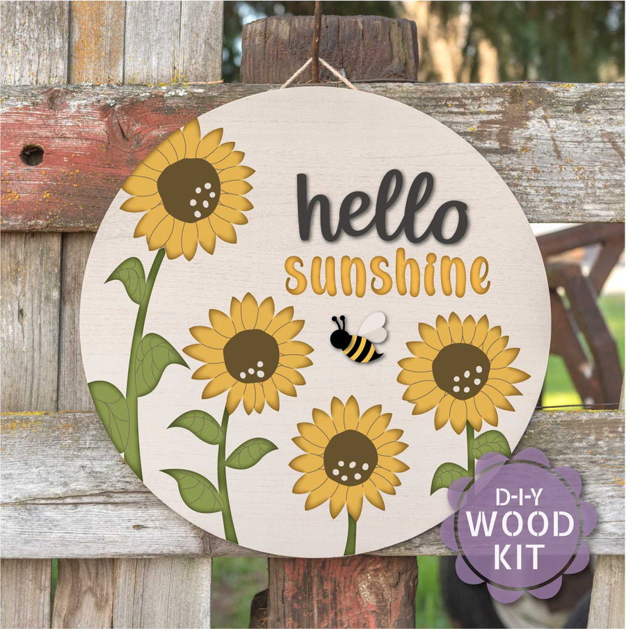 WOOD KIT / Hello Sunshine Sunflower / Door Hanger Kit| WallCutz Crafts