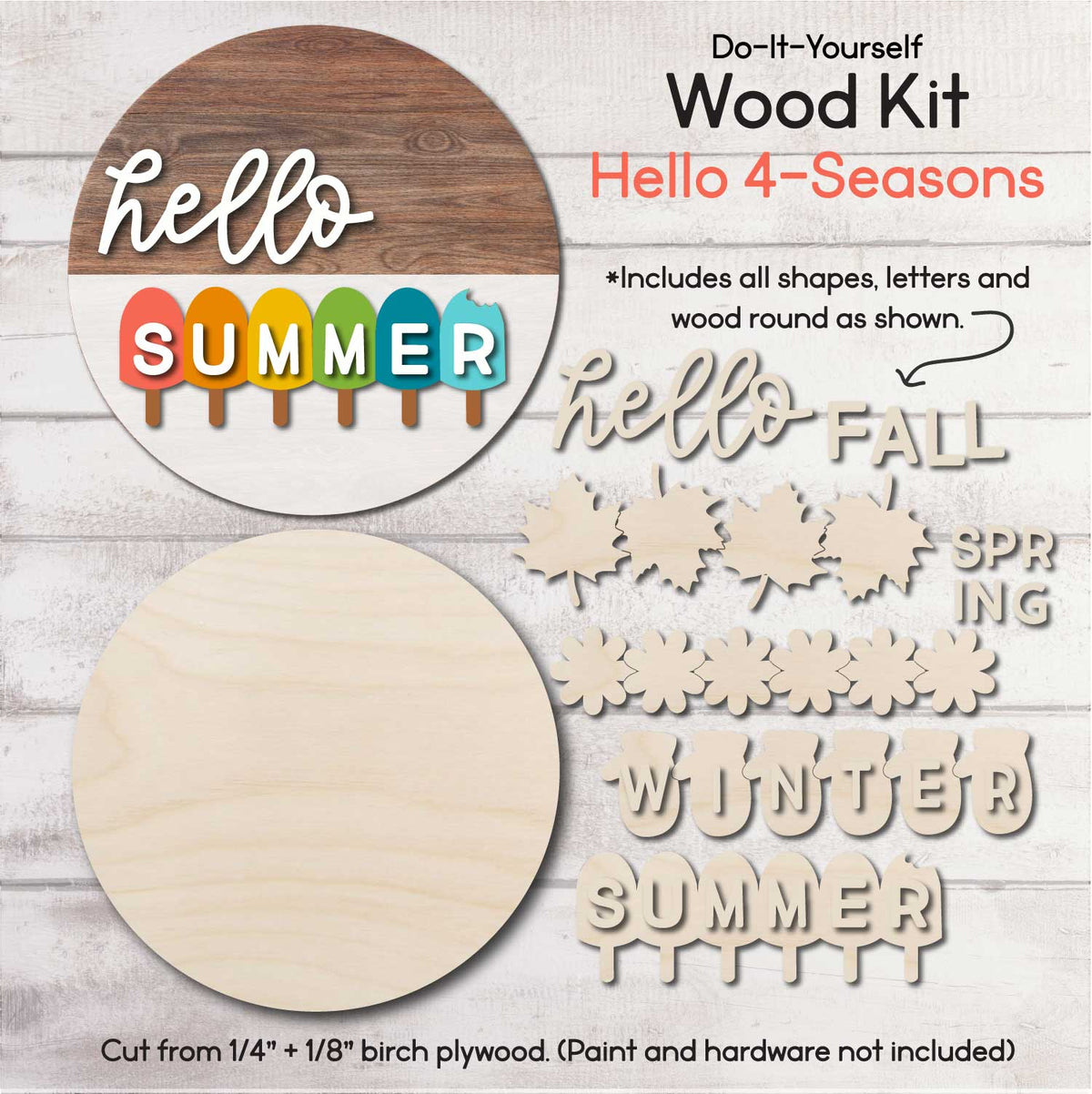 WOOD KIT / Hello 4 Seasons / Interchangeable Strips| WallCutz Crafts