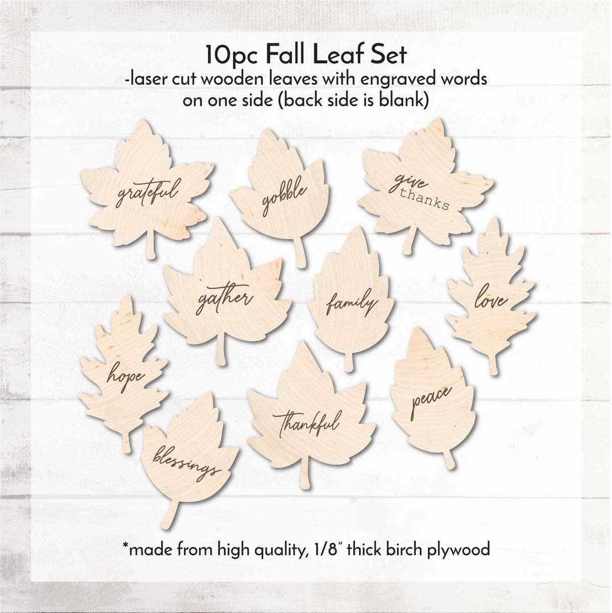 Wood Leaf Cut-outs / 10pc Fall Leaf Set| WallCutz Crafts