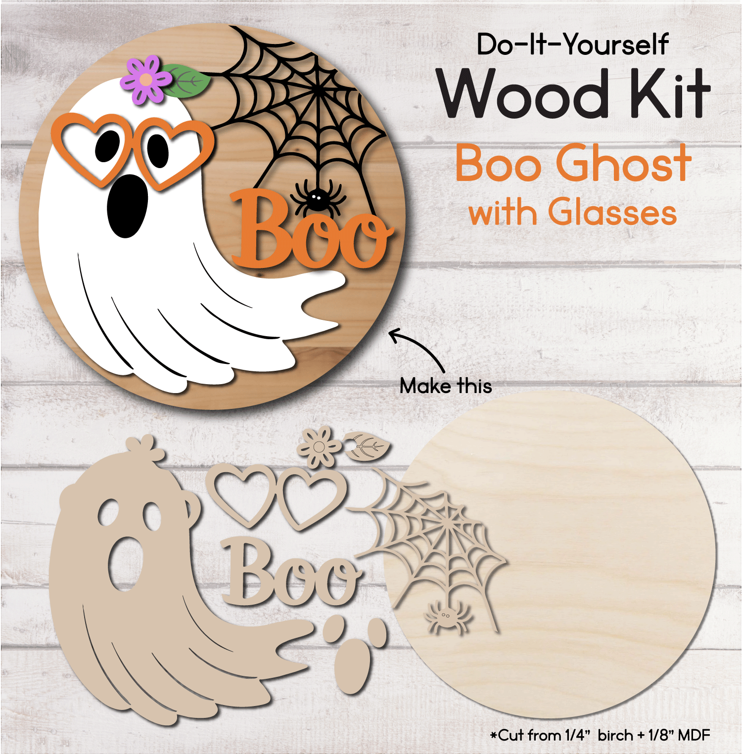 WOOD KIT / Boo Ghost with Glasses – WallCutz Crafts