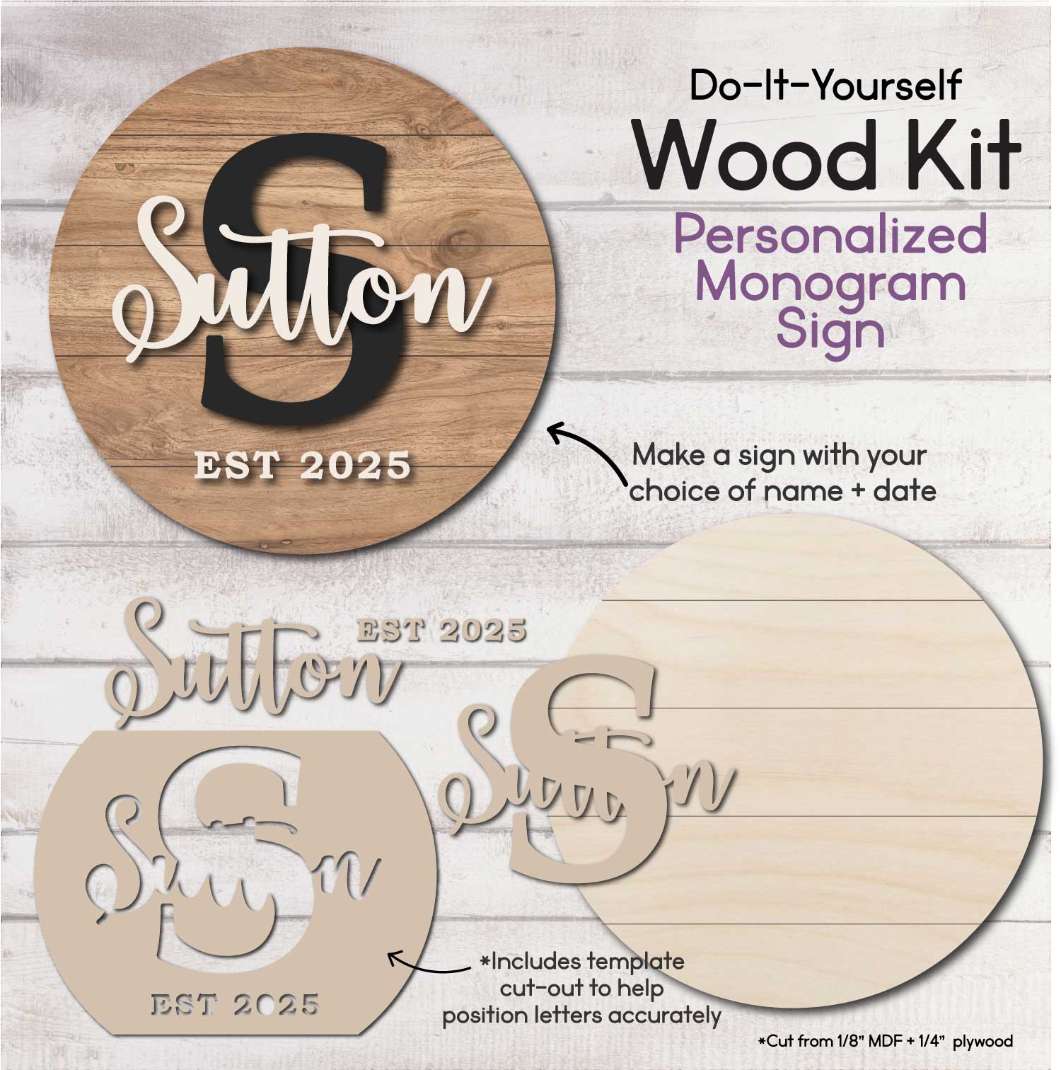 WOOD KIT / Monogram Personalized Name Kit – WallCutz Crafts
