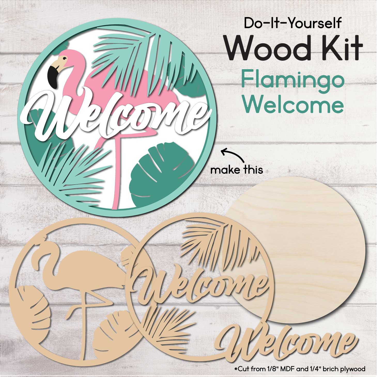 WOOD KIT / Welcome Flamingo – WallCutz Crafts