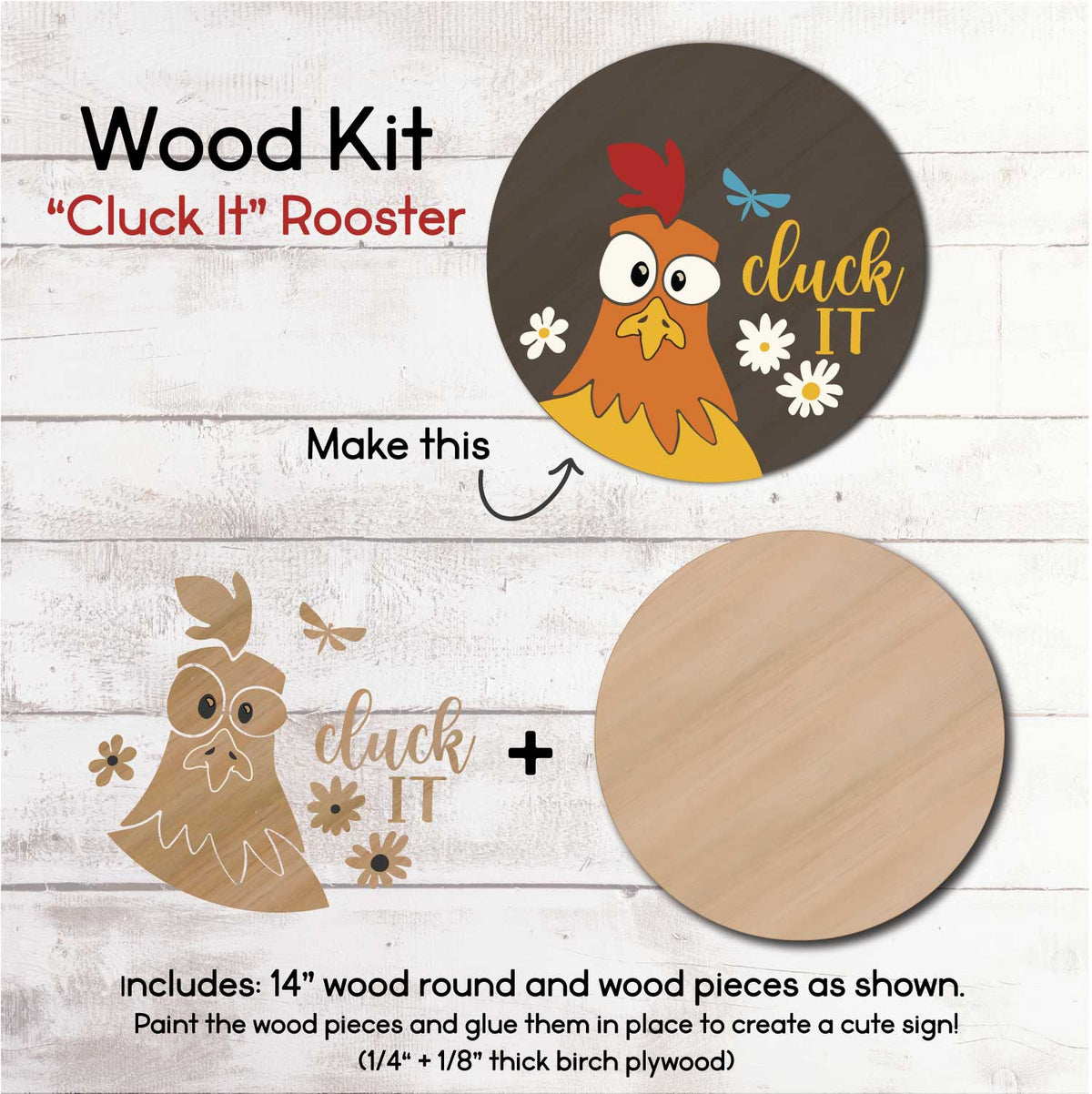 WOOD KIT / Cluck It Rooster| WallCutz Crafts