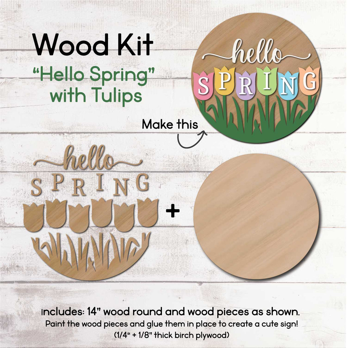 WOOD KIT / Hello Spring Tulips| WallCutz Crafts